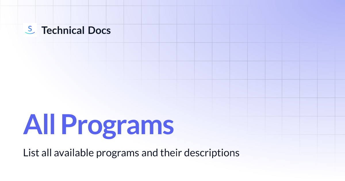 All Programs | Technical Docs